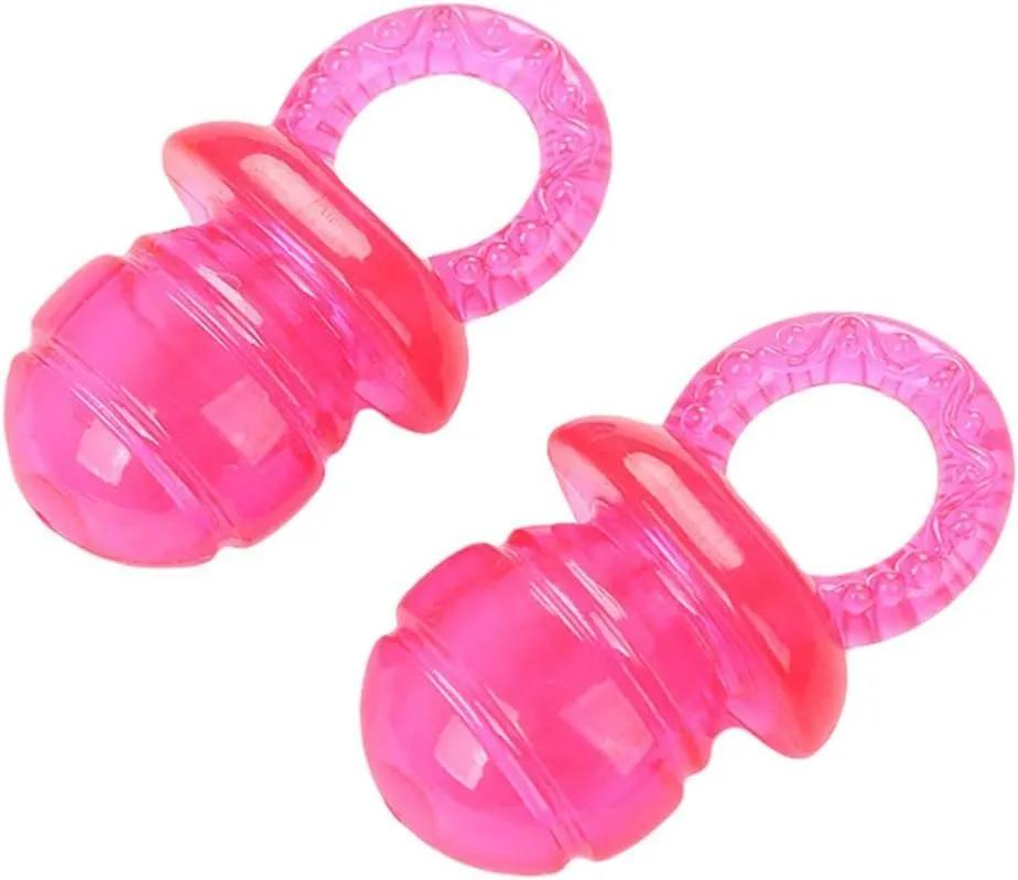 Rose Red Dog Pacifier Chew Toys - 2 Pack! Durable TPR, Bite Resistant ...