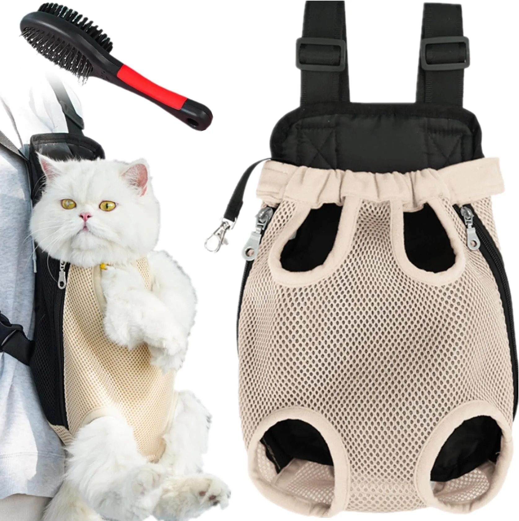 Adjustable Pet Front Carrier Backpack - Travel Bag for Small Cats ...