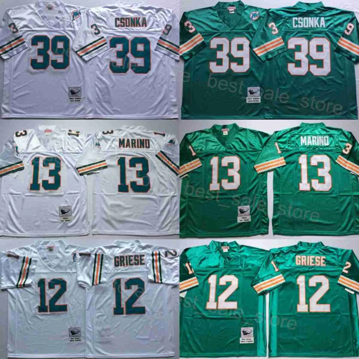 Throwback Football Dolphins Retro Jerseys 12 Bob Griese 39 Larry Csonka ...