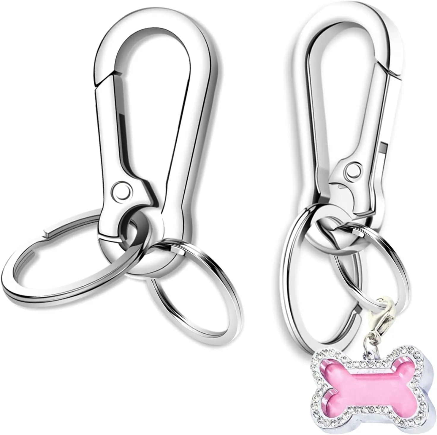 Quick Release Dog Tag Clips 2-Pack + Bonus ID Tag! Sturdy Stainless ...