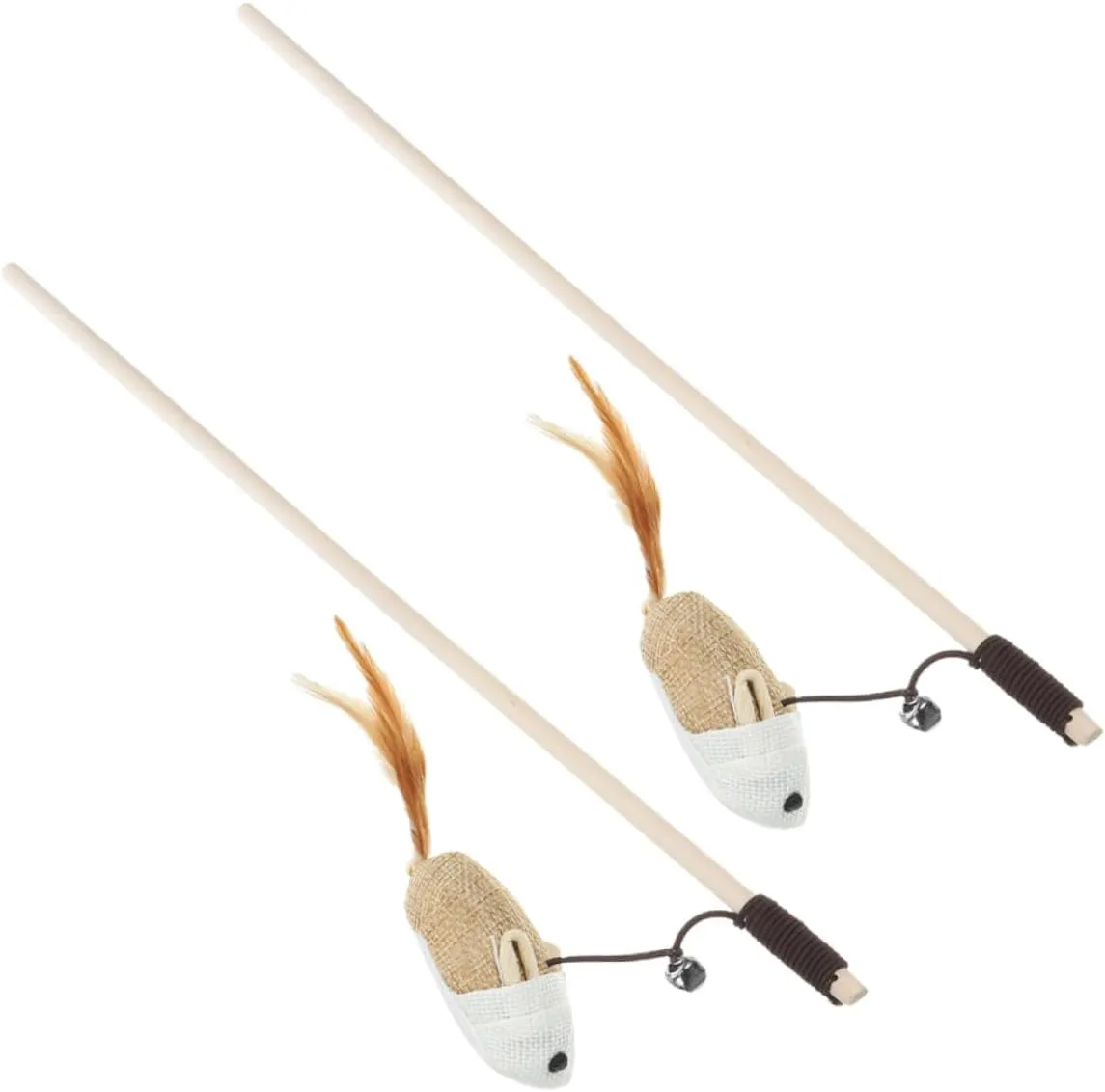 Interactive Cat Toy Wands - 2 Pack Teaser Stick with Cotton Rope. Keep ...