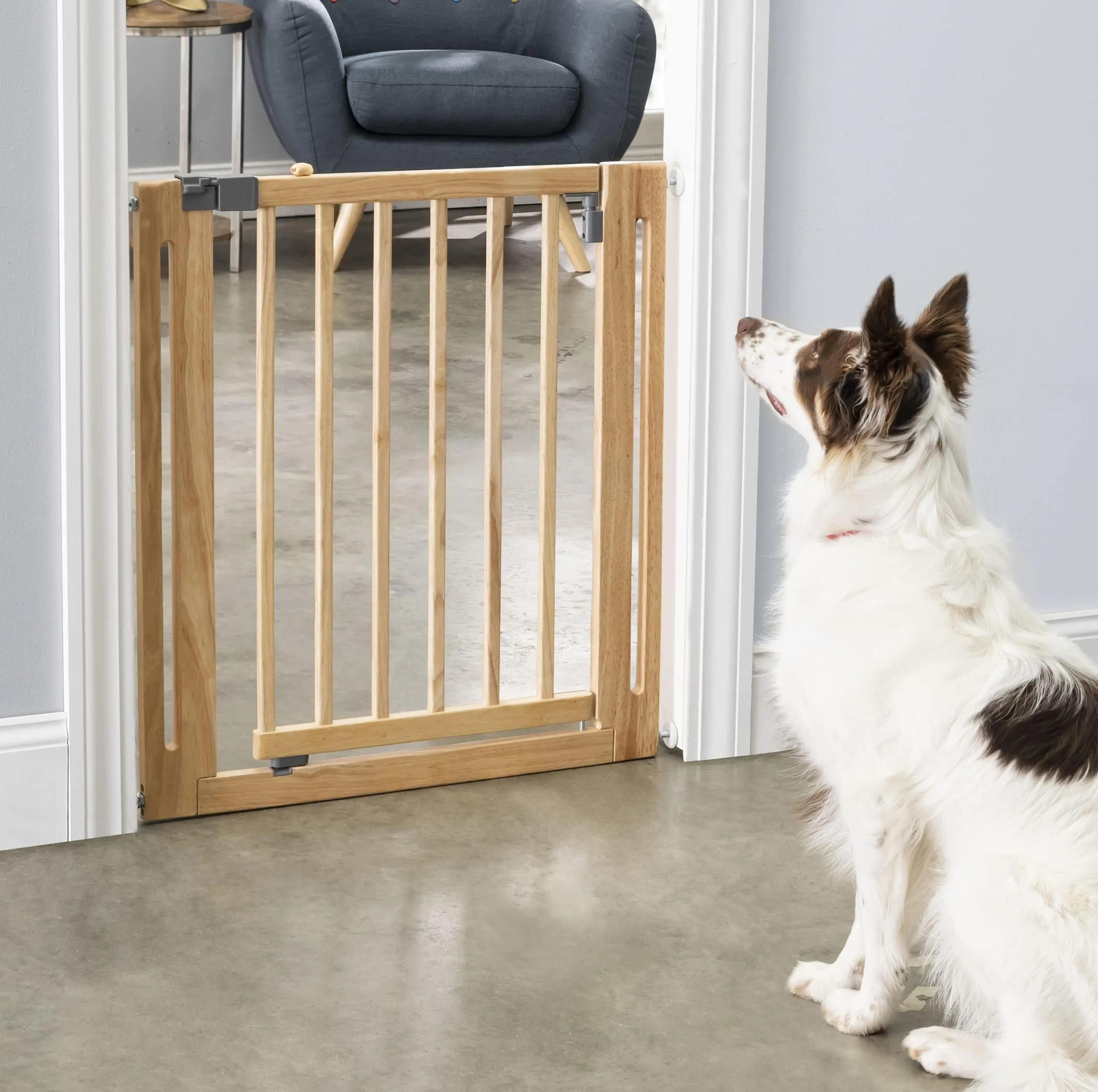 DHgate.com:Expandable Wooden Dog Gate - 38" Wide, Walk-Through Door ...