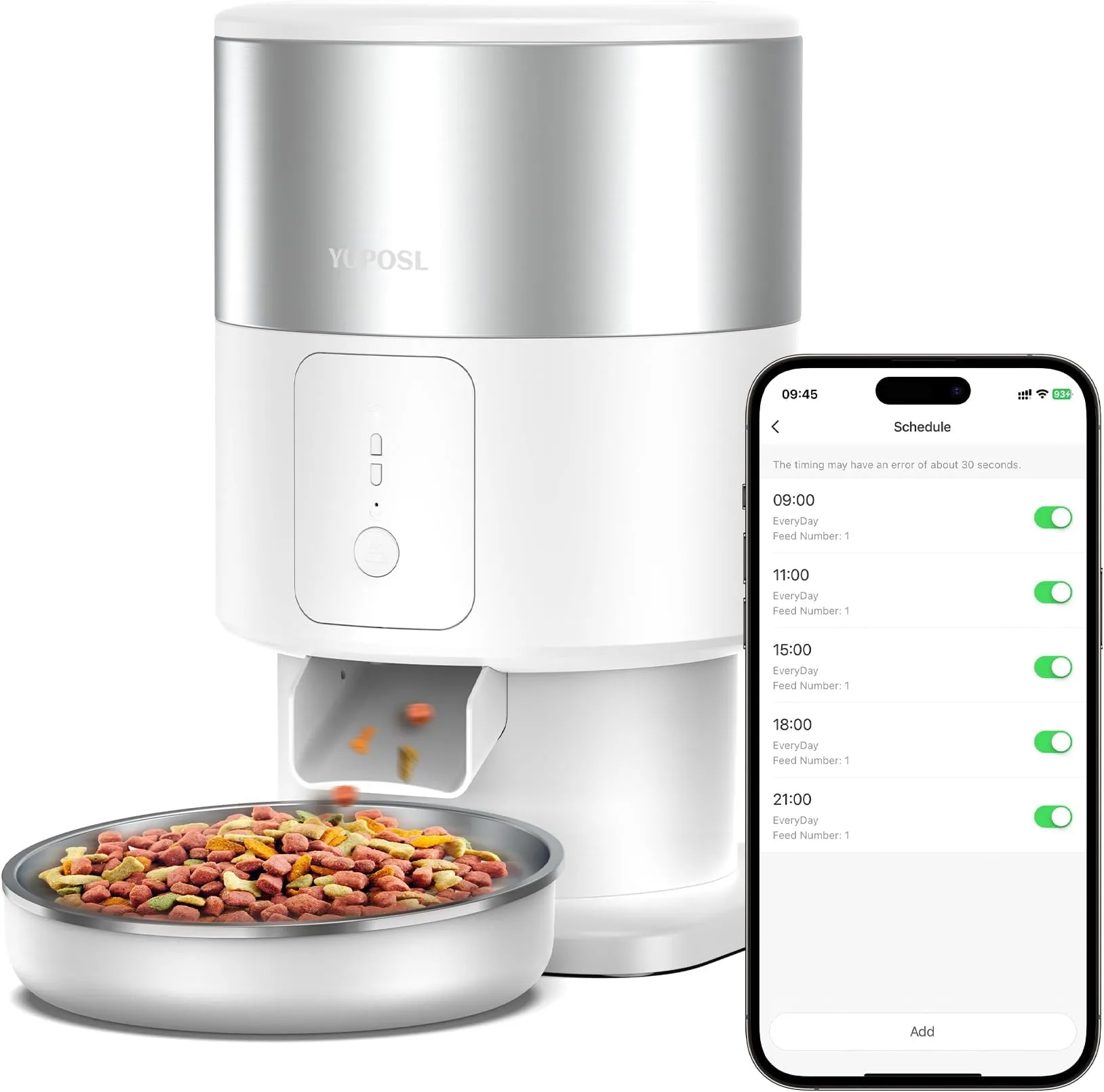 5G WiFi Automatic Cat Feeder - Remote APP Control, Multi-Pet Dispenser ...