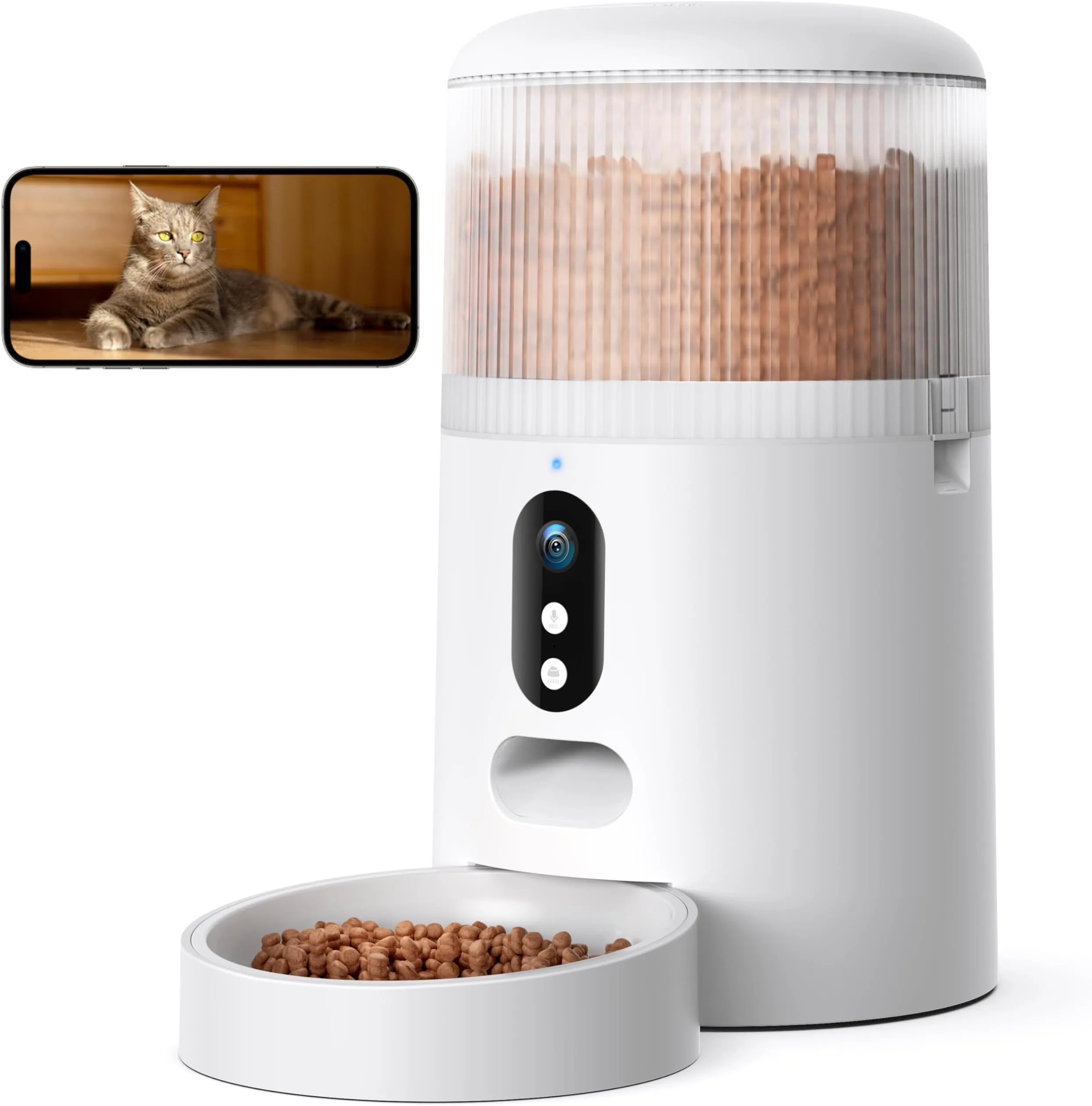 Smart Pet Feeder Camera - 5G WiFi Automatic Cat Feeder with HD Video, 2 ...
