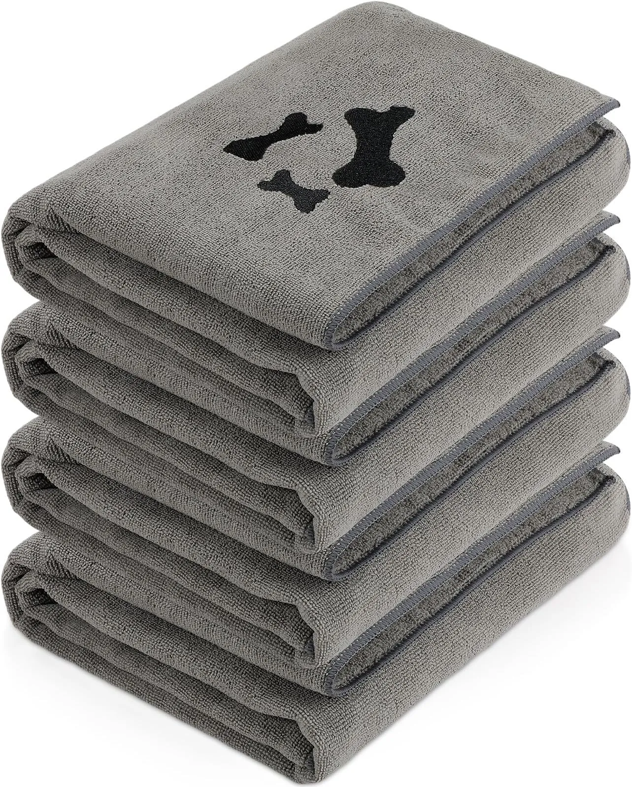 4-Pack Super Absorbent Dog Towels - Quick Drying Microfiber Pet Bath ...