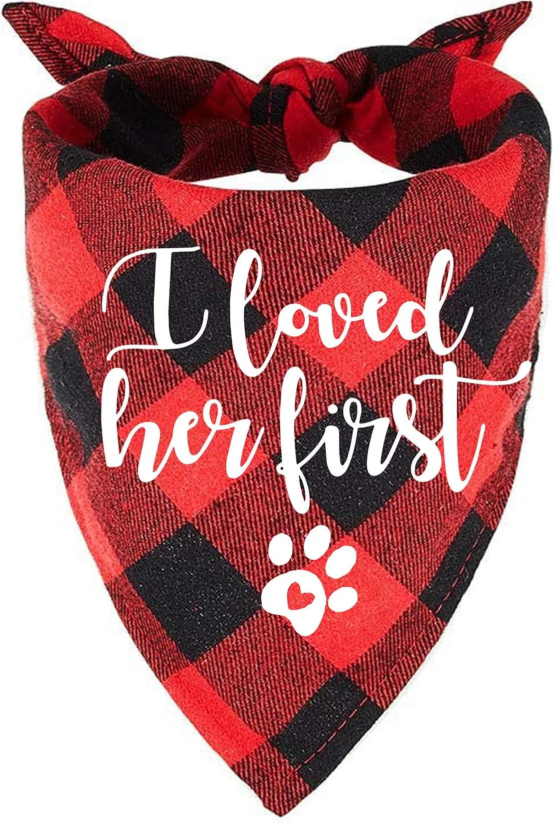 Red Plaid Pet Bandana Scarf - Funny Wedding & Engagement Photo Prop for ...