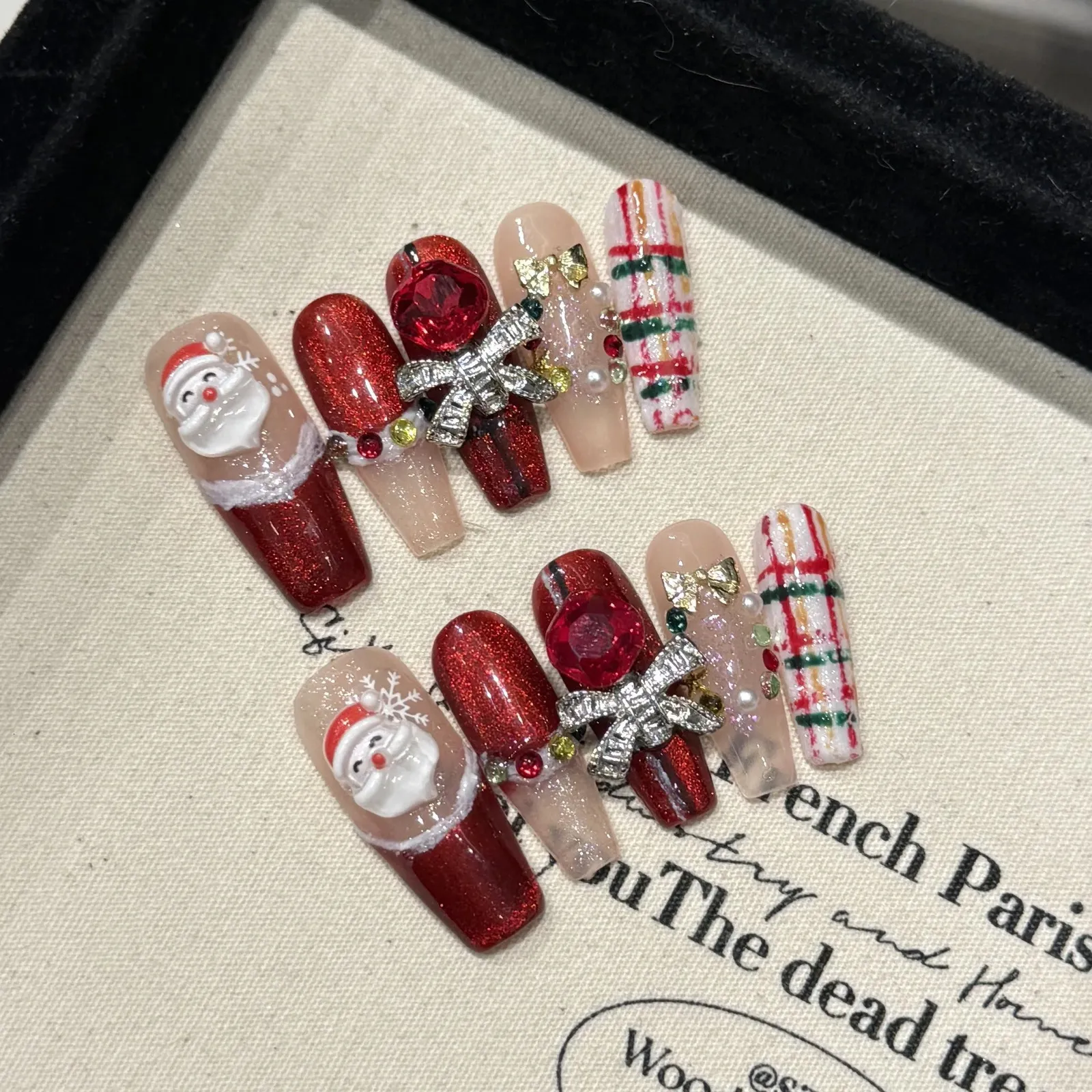 Christmas Fake Nails: Festive Red Santa Design, Easy Press-On ...