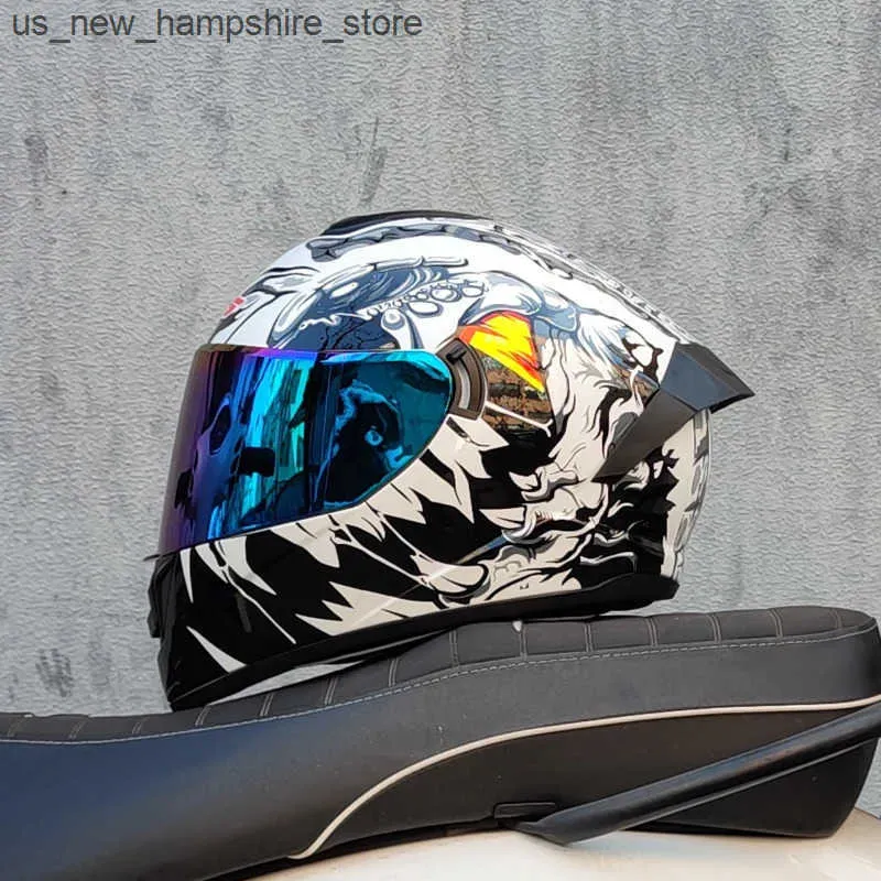 Full Face Motorcycle Racing Helmets: Classic Collar Headgear For ...