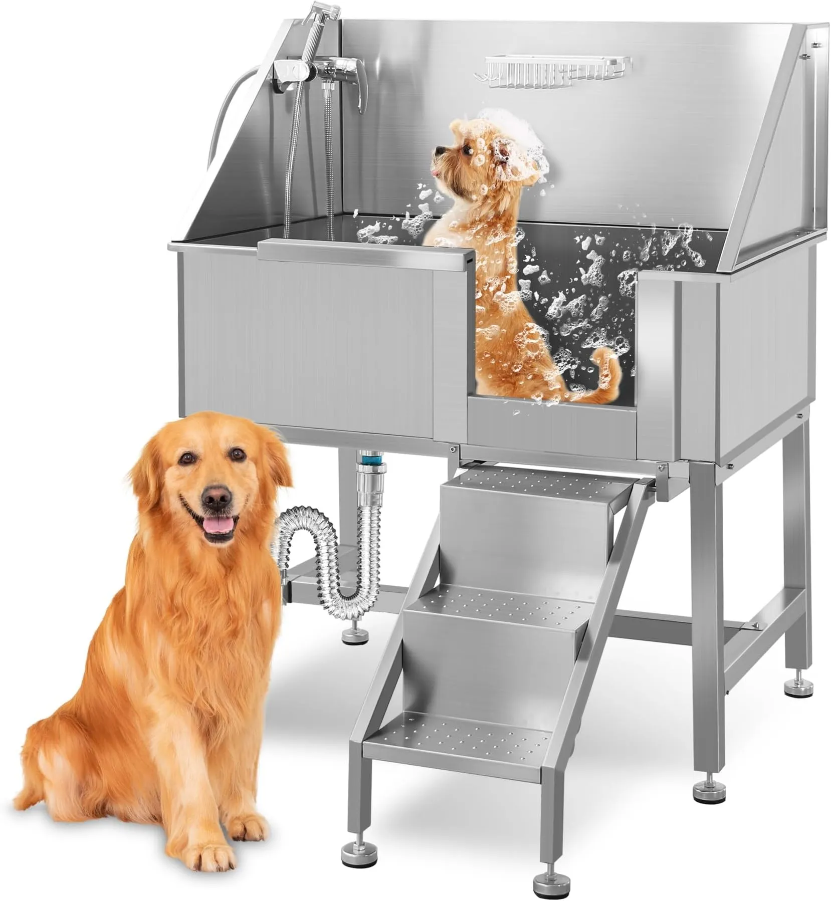 38-Inch Professional Stainless Steel Pet Bath Tub with Ramp: Extra ...