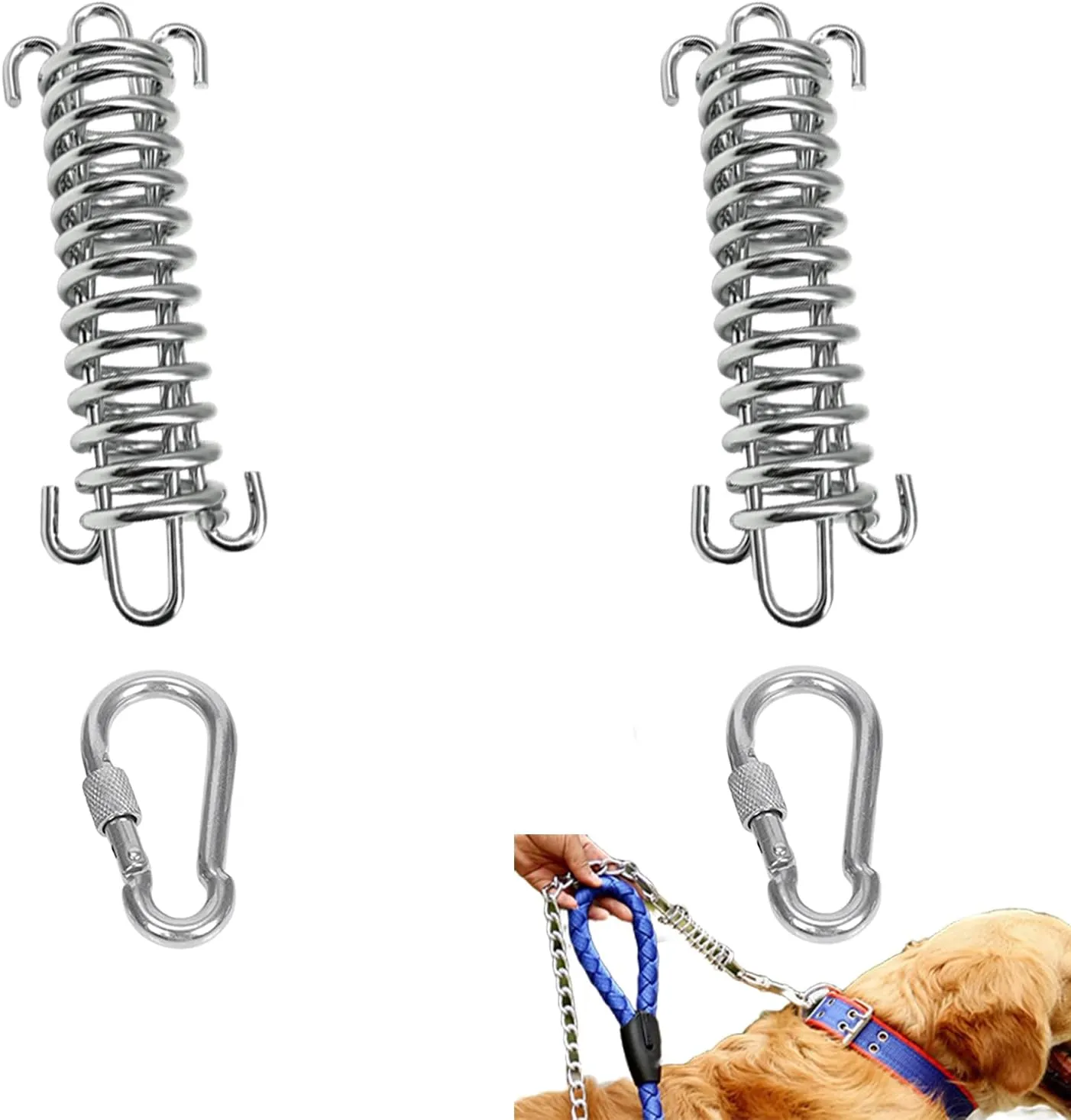 2 Pack Metal Dog Leash Extension for Large Dogs with Shock Absorbing ...