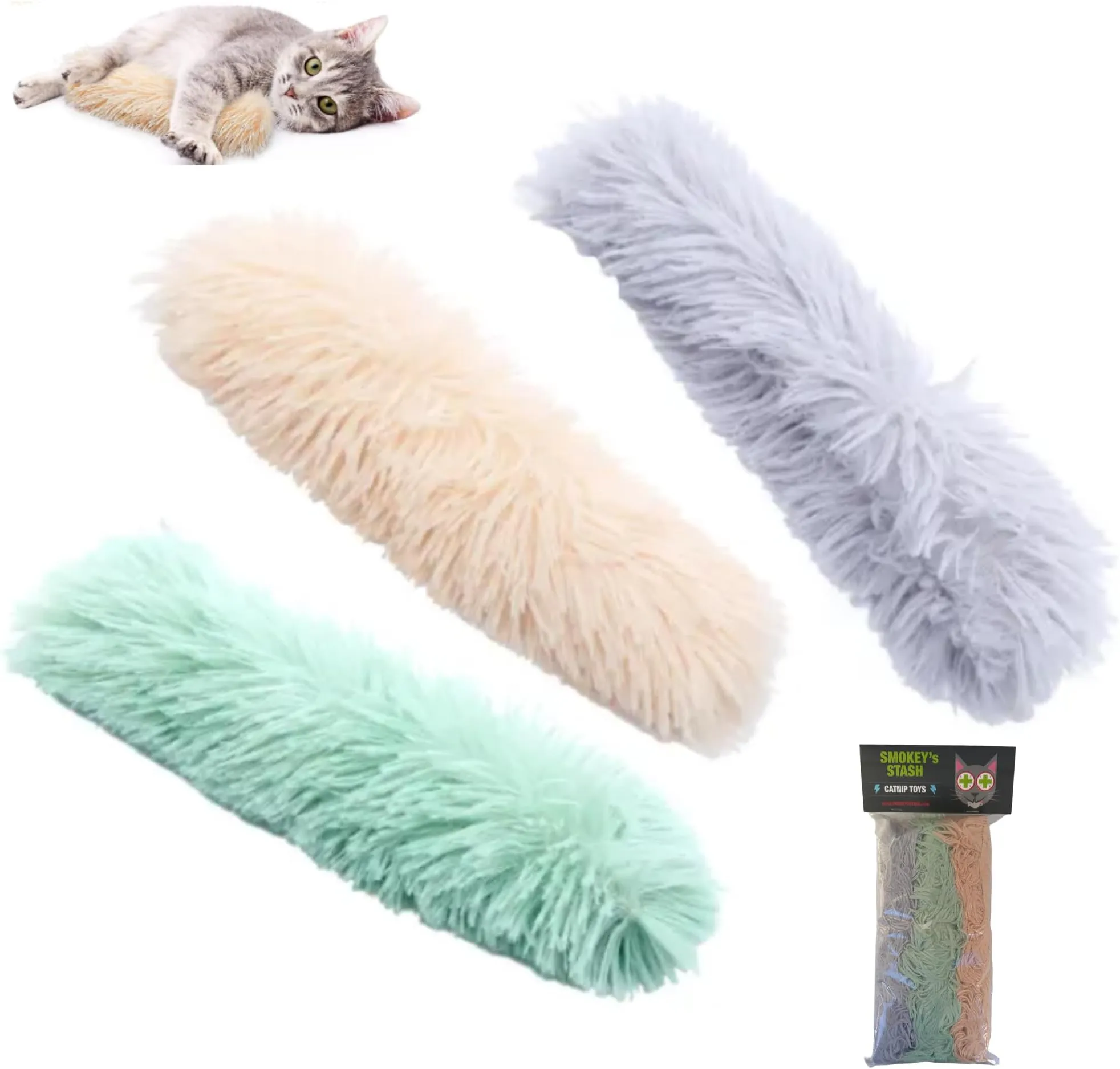 Cat Pillows 3-Pack: Durable Plush Kicker Toys for Cats & Kittens ...