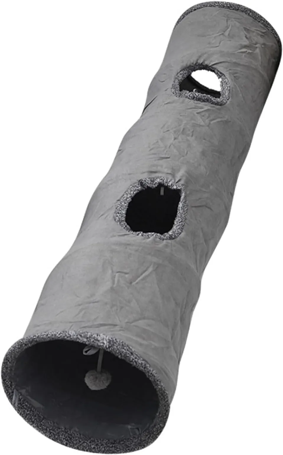 Large Foldable Cat Tunnel Toy - Crinkle Playtube with Dangling Toy ...
