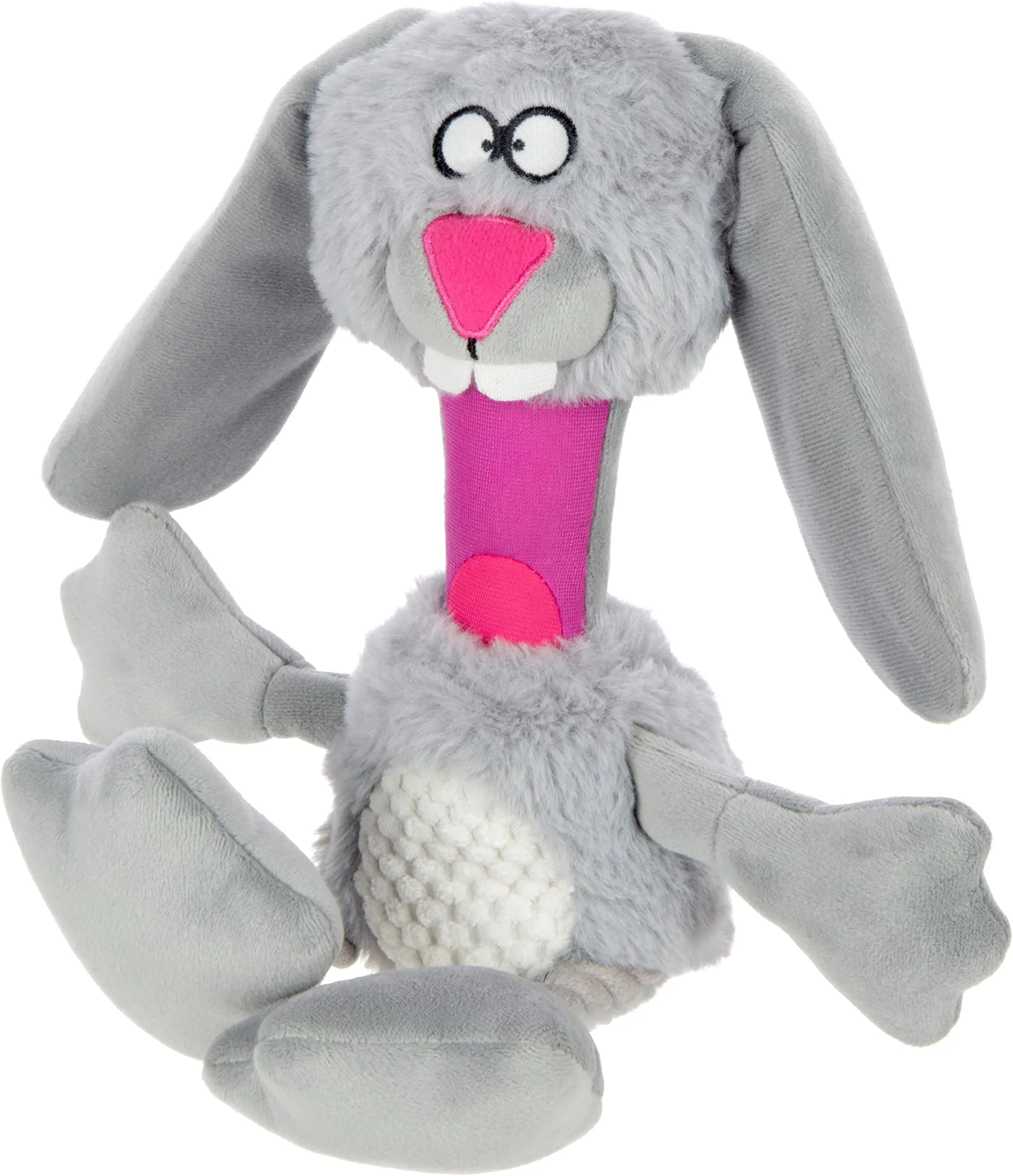 Durable Plush Rabbit Dog Toy with Rope Tugs, Chew Resistant, Small Gray ...