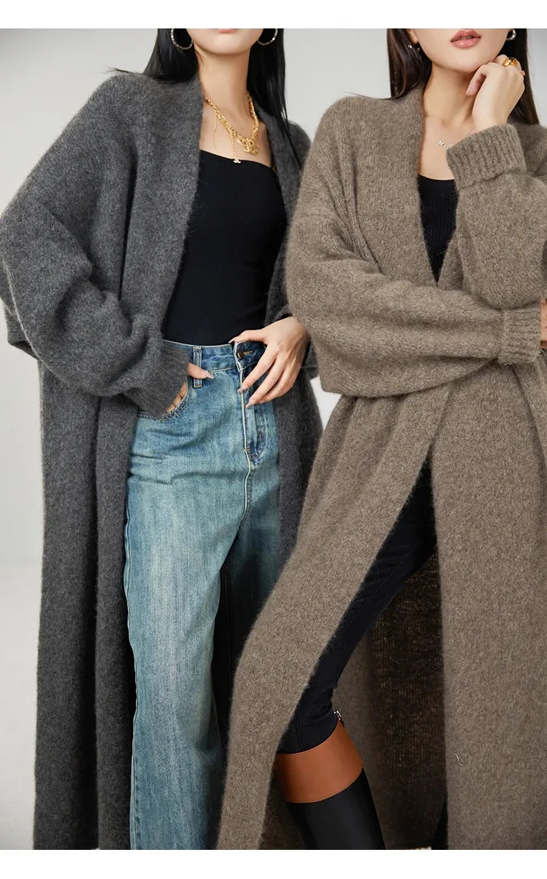 Cashmere Buttonless Cardigan Coat Long Sleeve Shawl Light Plus Size ...