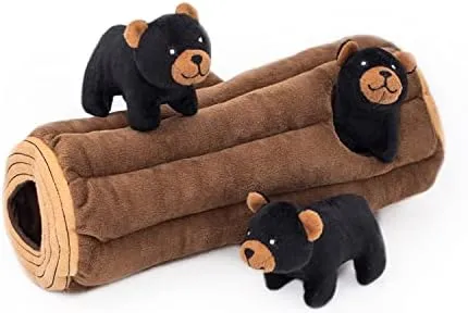 Interactive Dog Puzzle Log with Forest Animals Toys! Plush Hide & Seek ...