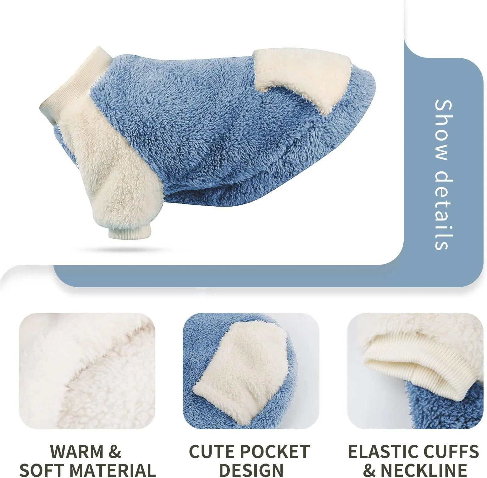 LESYPET Fleece Dog Sweater Pullover Clothes for Small Puppies, Warm ...