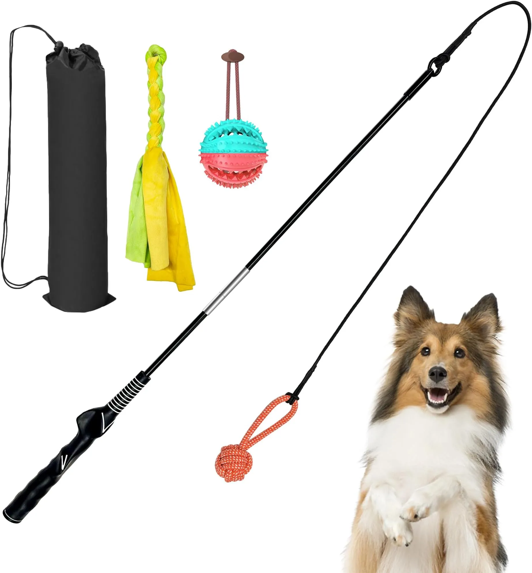 DHgate.com:Extendable Dog Teaser Wand with Squeaky Toy, Chase Rope ...