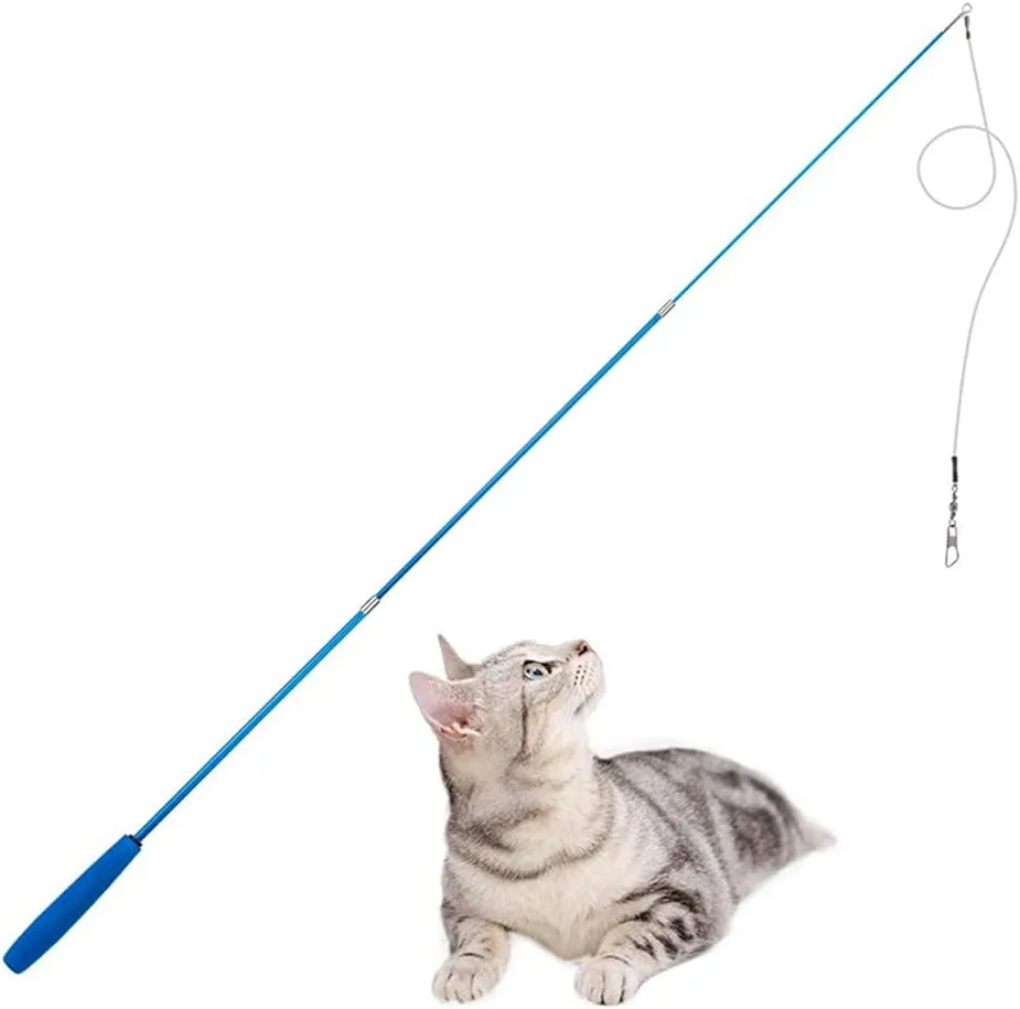 Interactive Cat Wand Toy: Retractable Teaser Fishing Pole for Kittens ...
