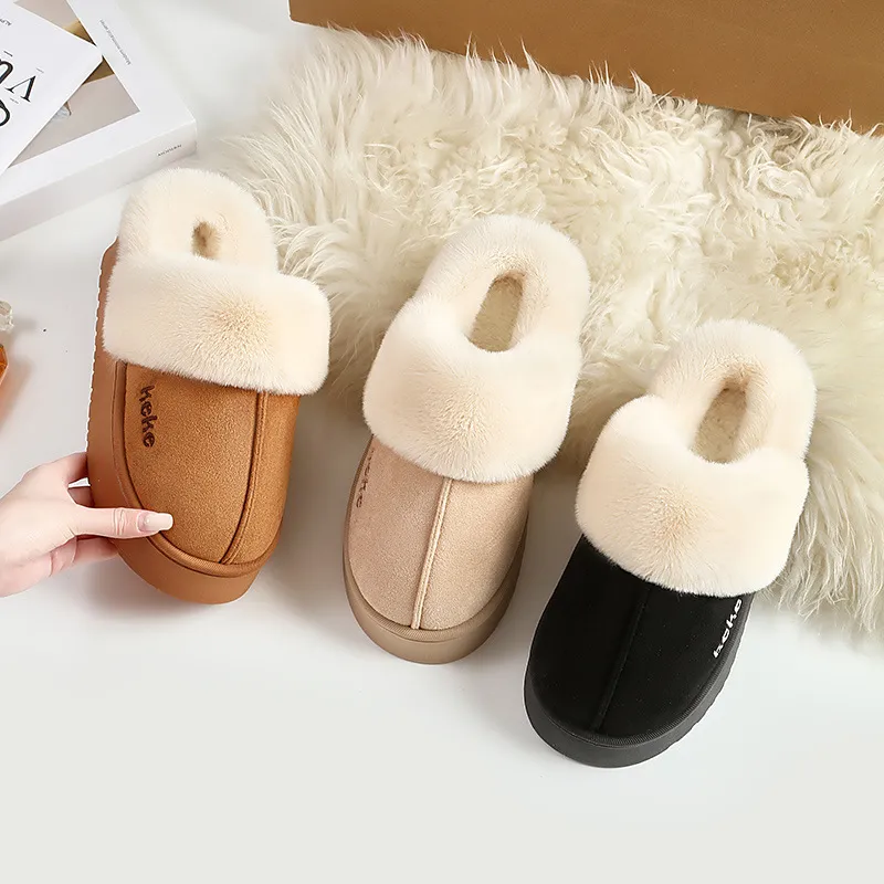 Women's Designer Slippers Winter Warm Flat Fur Slides Fluffy Furry Home ...