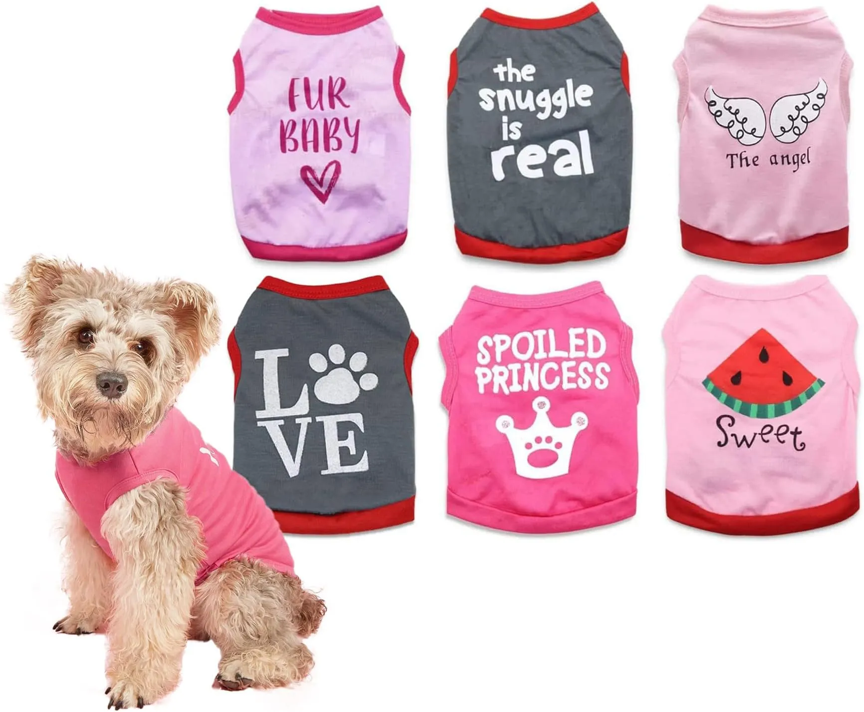 6-Pack XS Puppy Shirts for Girls: Cute & Comfy, Extra Small Dog Clothes ...