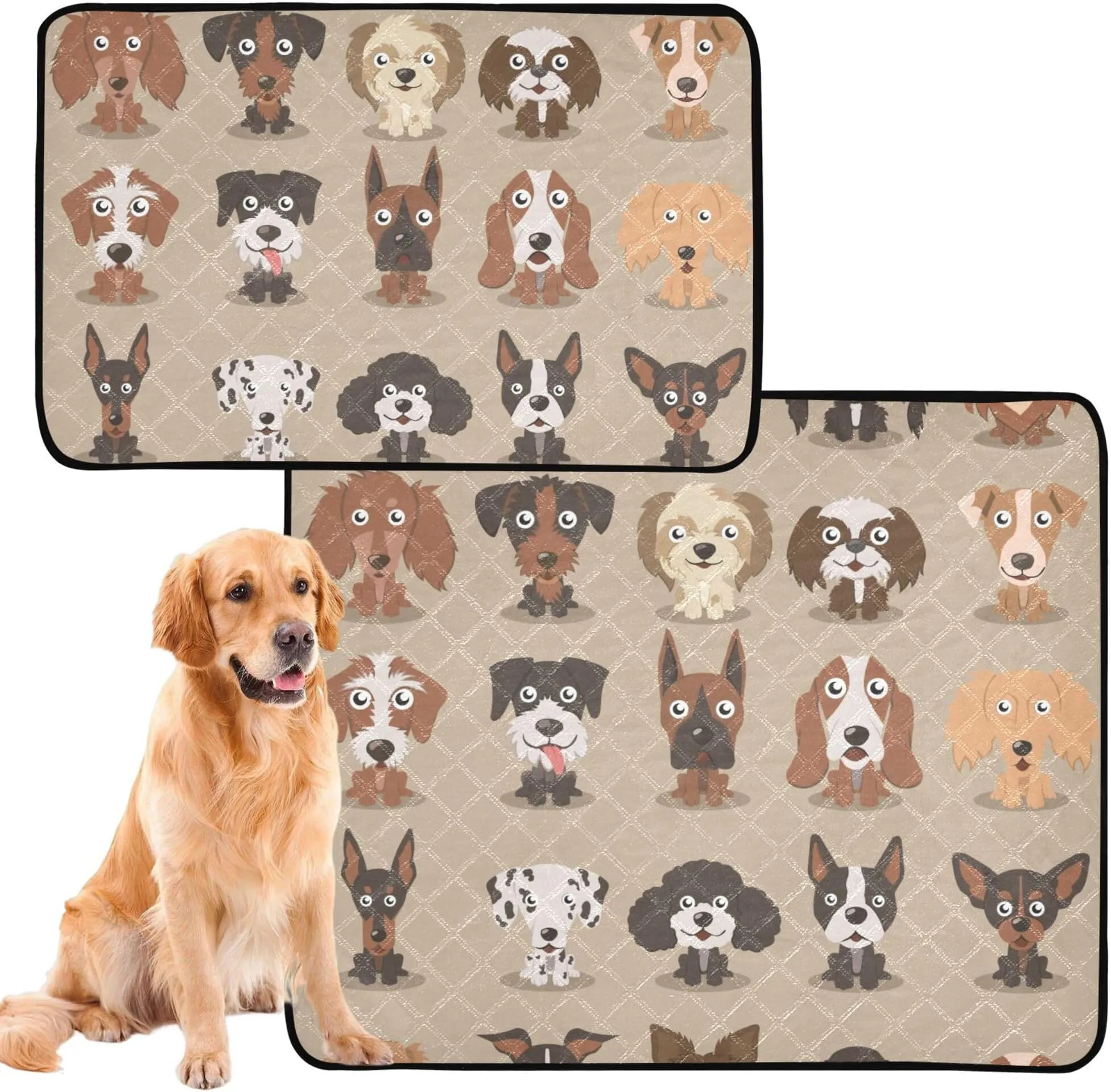 3-Pack Reusable Dog Pee Pads with Tray - 20x24in Anti-Slip Indoor Potty ...
