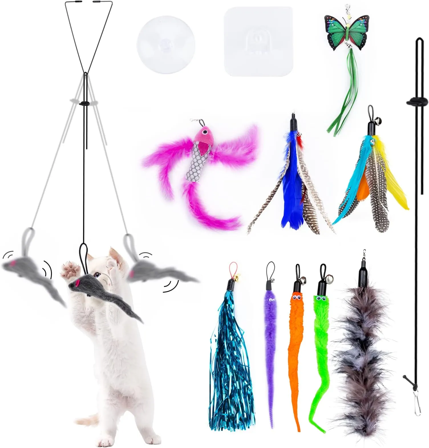 DHgate.com:15 Pack Interactive Cat Feather Toys - Self-Play Hanging ...
