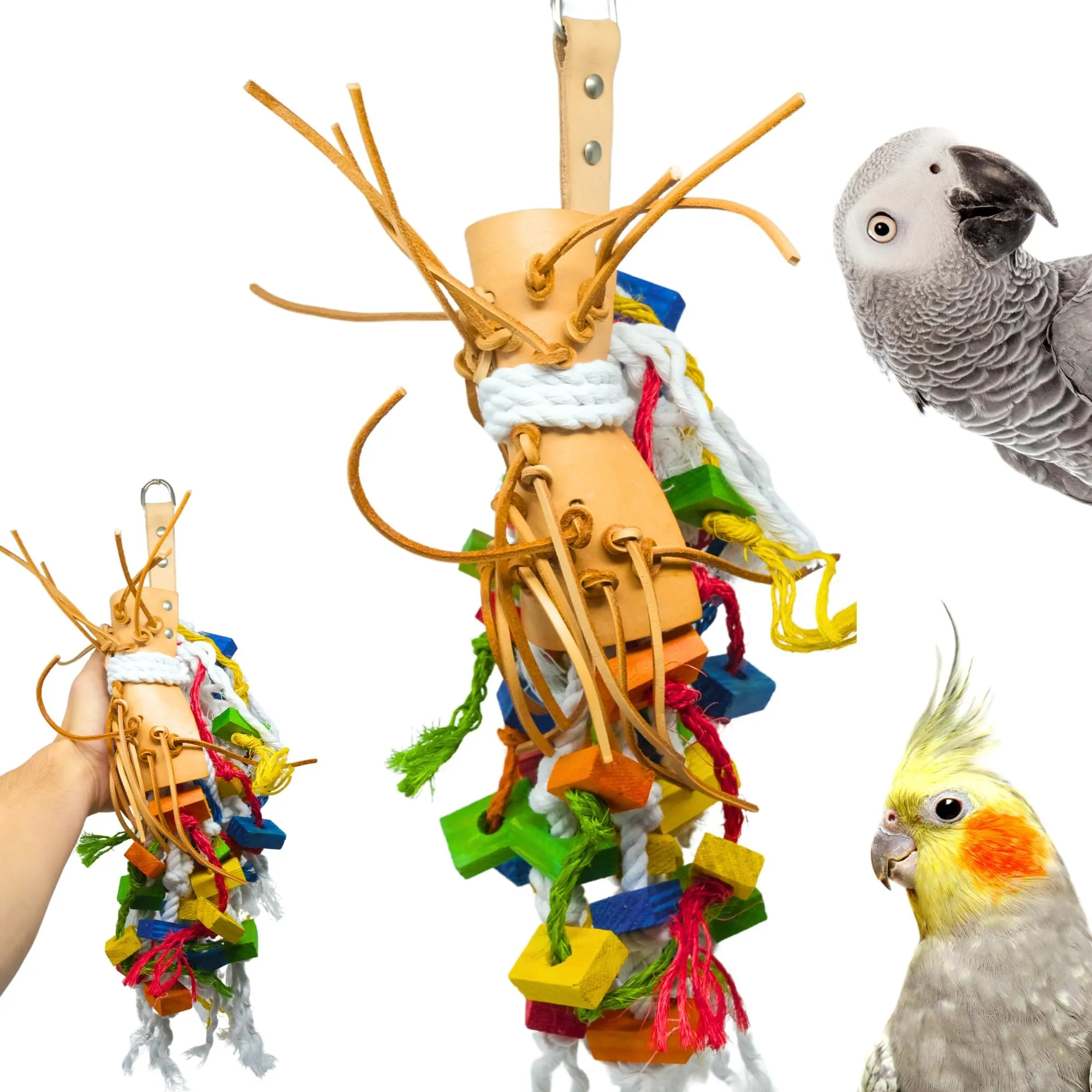 DHgate.com:Parrot Cage Toy Leather Saddle Chew Forage Preen - Bird Toy ...