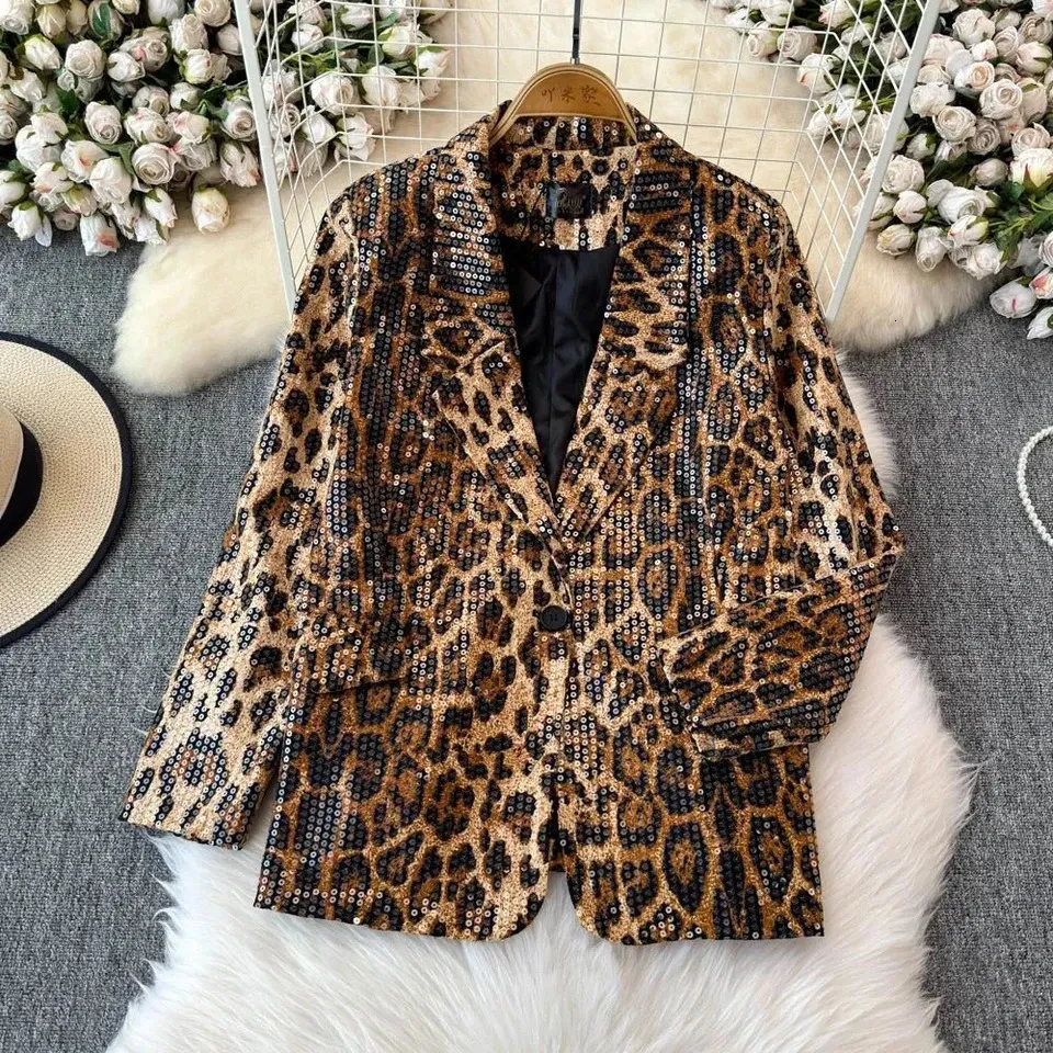 Leopard Print Tracksuit Jacket Womens Set Sequin Embellished ...