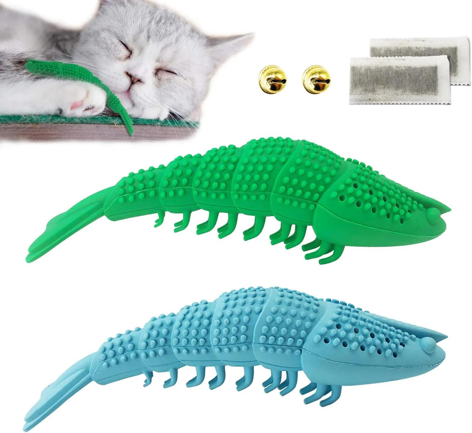 DHgate.com:2 Pack Catnip Crayfish Toothbrush Toys - Rubber Dental Care ...