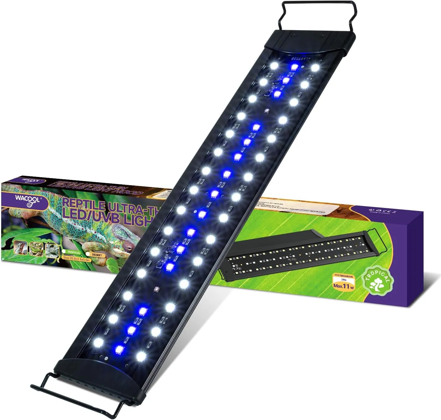 24 Reptile UVB LED Light Bar: Dimmable, 3 Modes, Enhance Your Terrarium ...