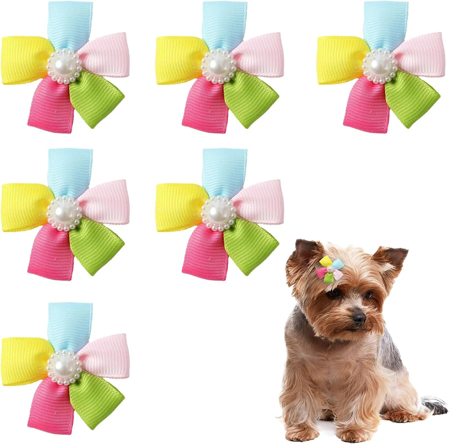 Pet Clips: Pearl & Flower Dog Hair Clips - Decorative Alligator Hair ...