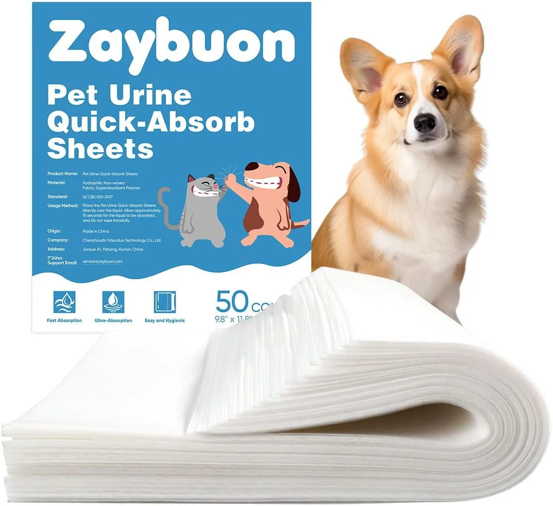 Disposable Pee Pads for Dogs & Cats - Quick Absorb, Double-Sided ...