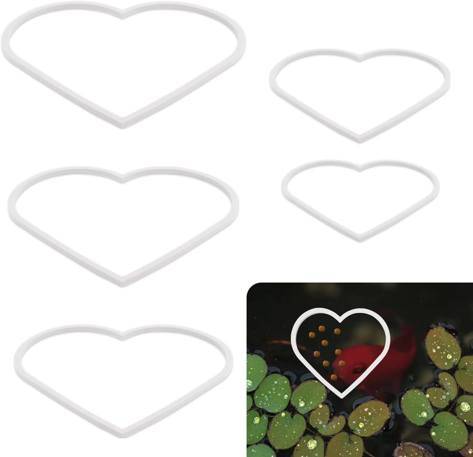 Aquarium Floating Plant Rings - Heart Shaped Fish Tank Decor & Feeder ...