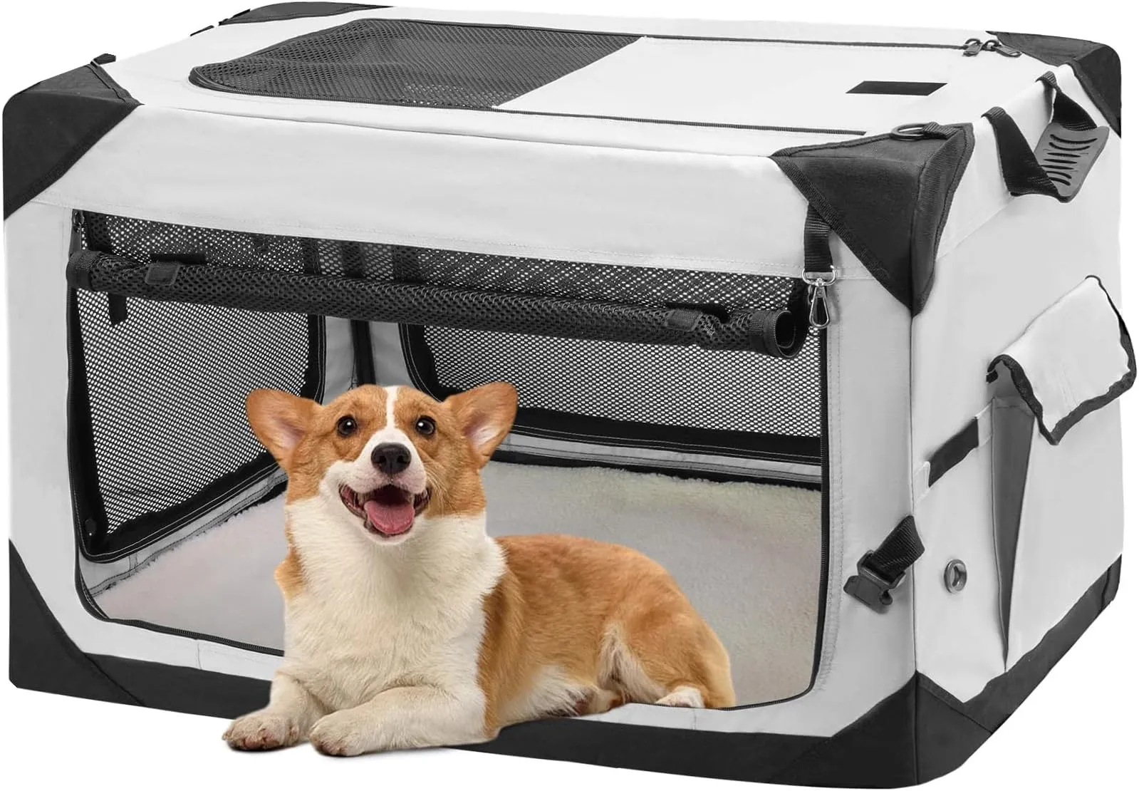 42 Extra Large Soft Dog Crate: Portable, Collapsible, 4-Door Kennel for ...