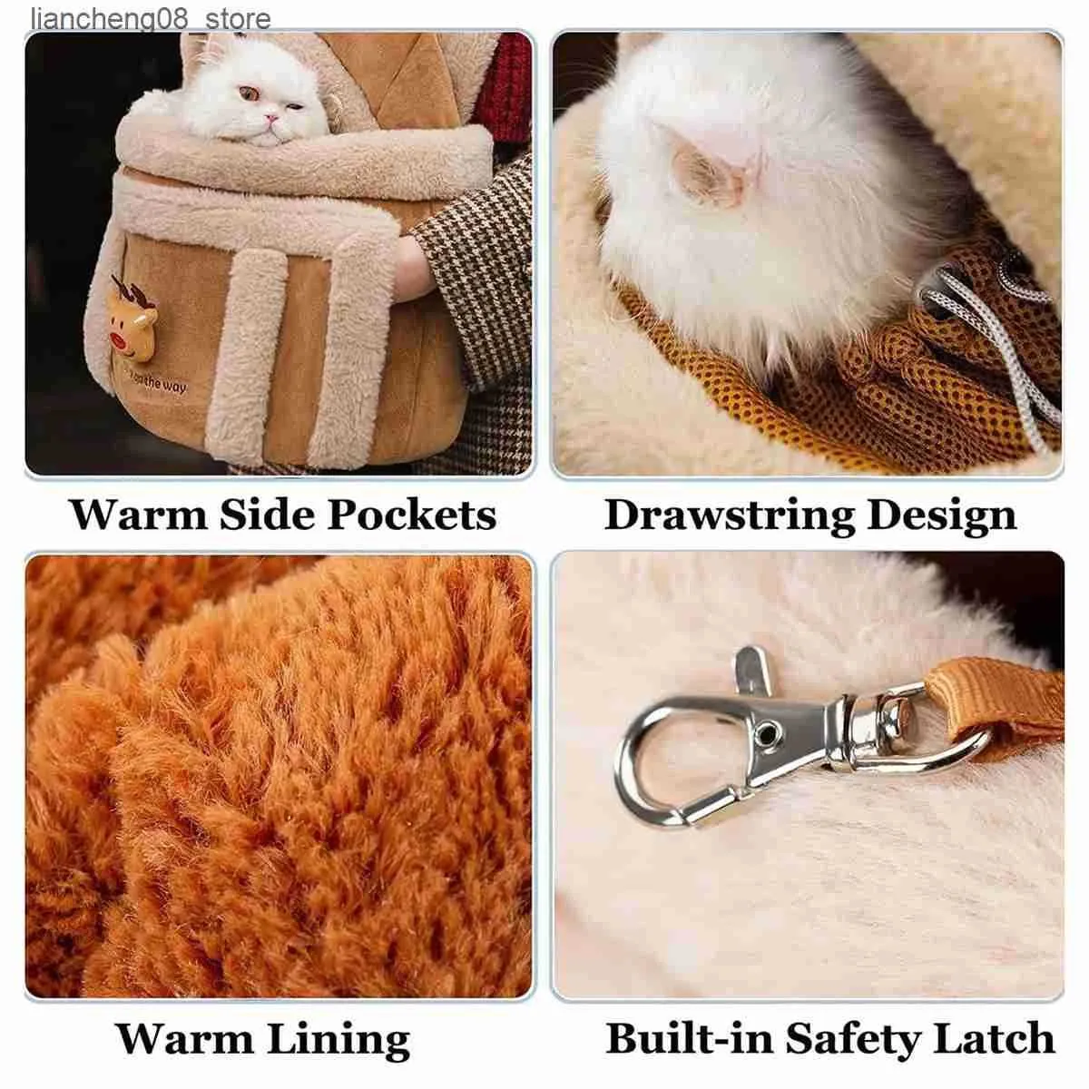 Warm & Cozy Pet Carrier Backpack - Plush Reindeer Design for Small Cats ...
