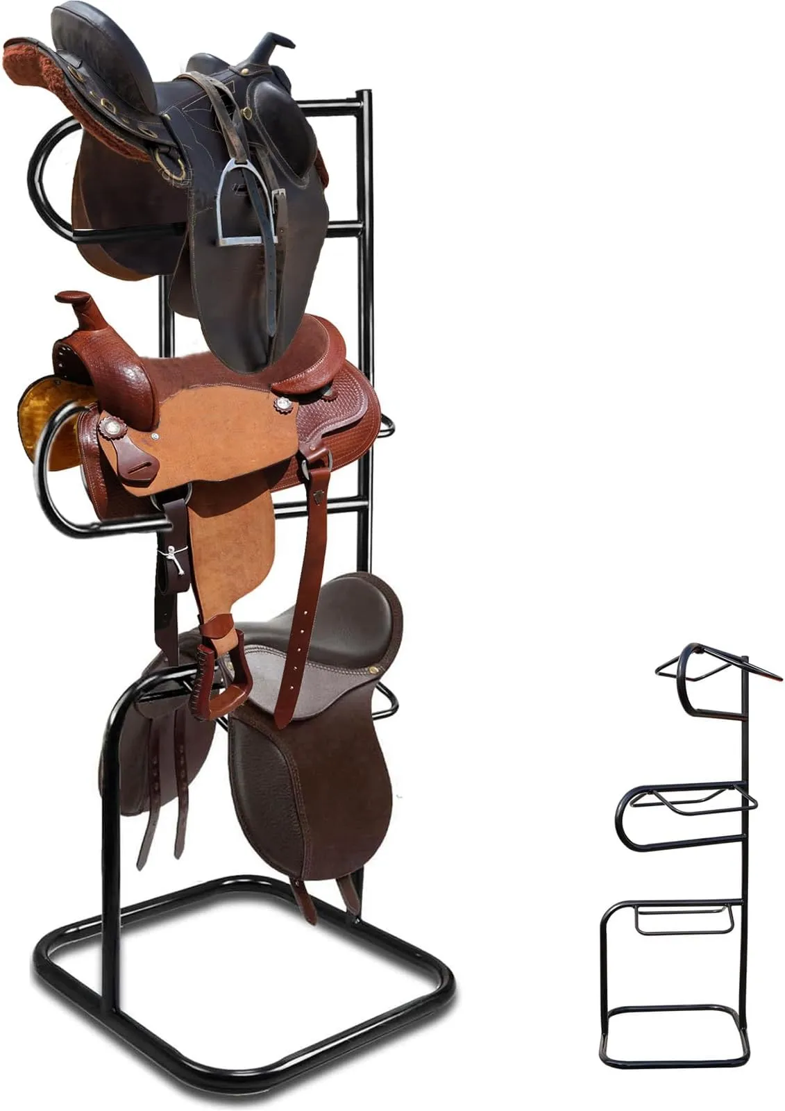 Heavy Duty 3-Tier Saddle Stand: Rotatable Rack for Western & English ...