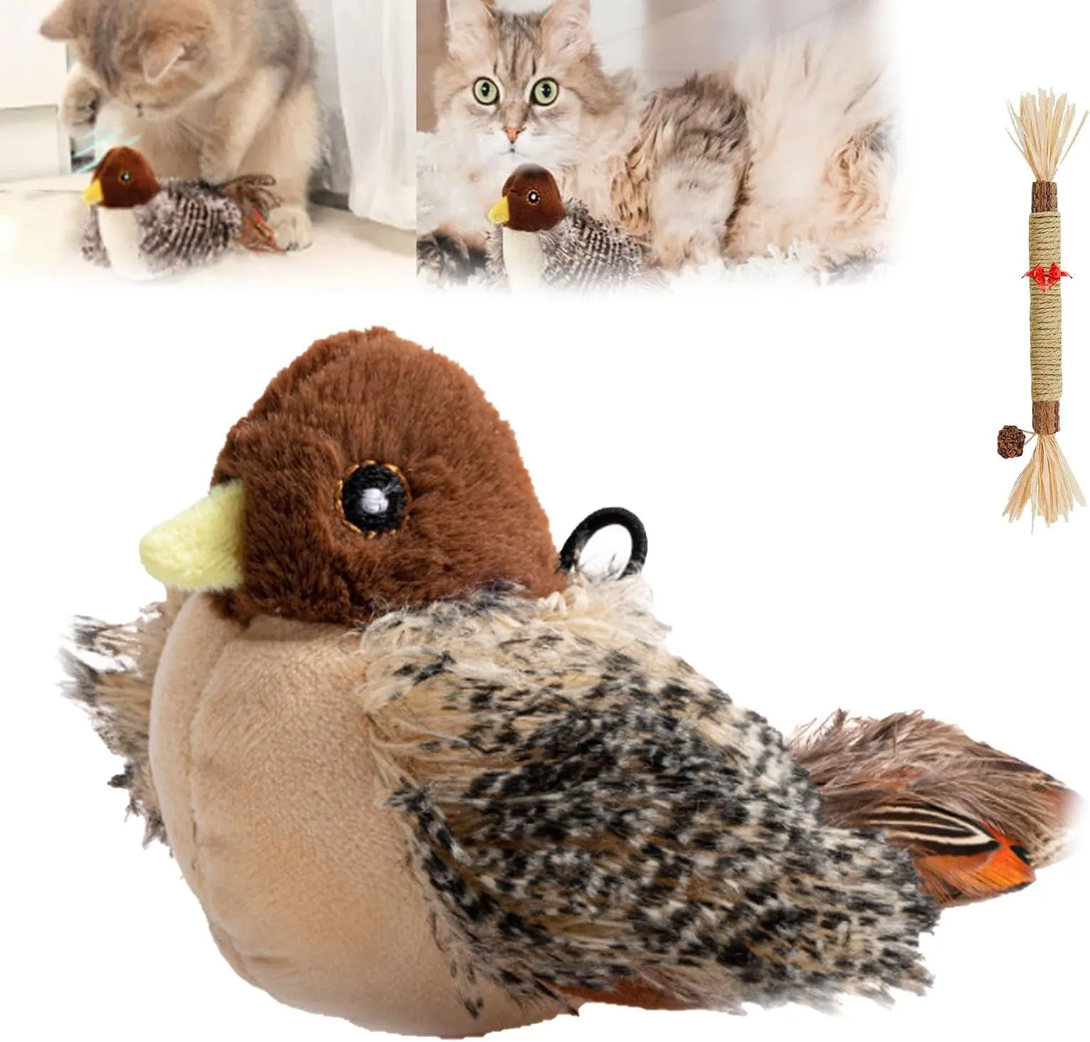 Interactive Chirping Bird Cat Toy: Realistic Sounds & Flapping Wings ...