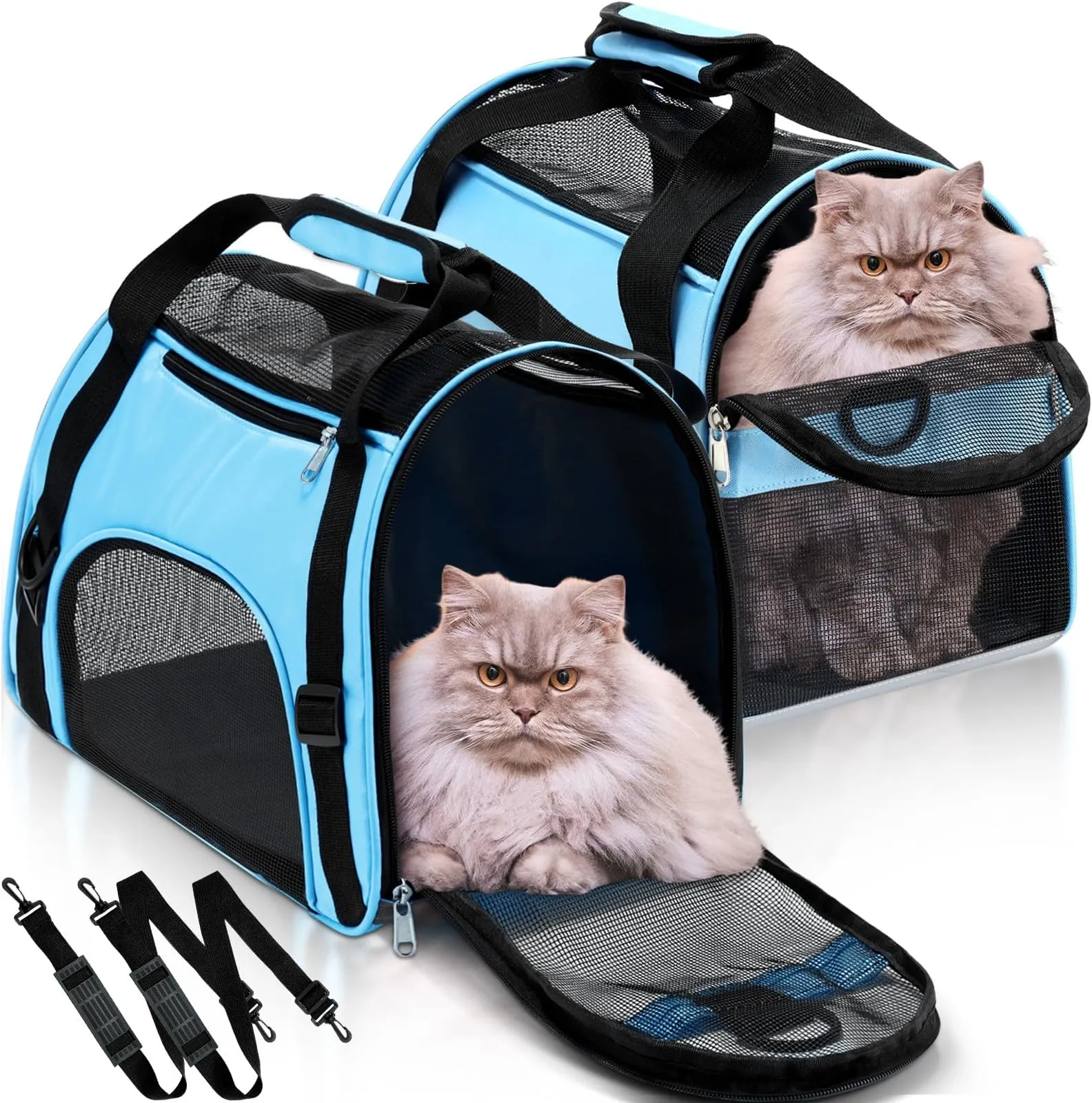 2-Pack: Airline Approved Soft Sided Pet Carrier - Ideal for Small Cats ...