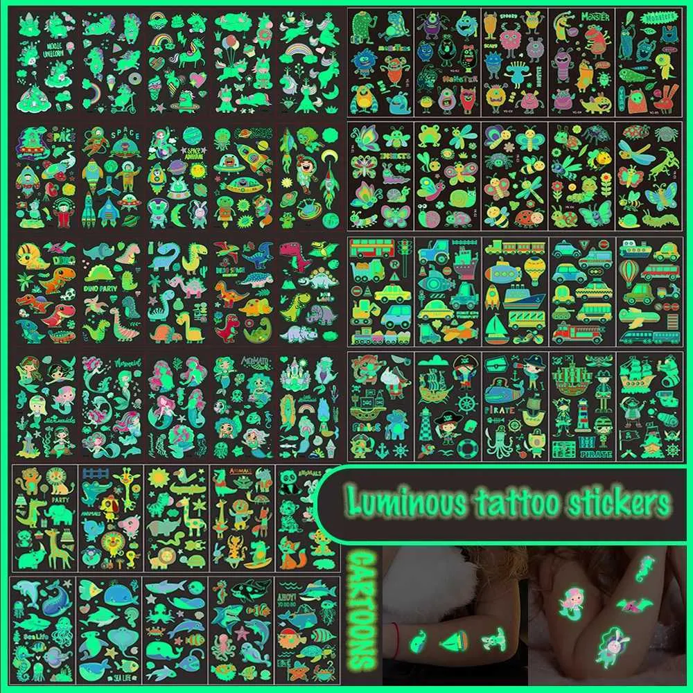 Glow-in-the-Dark Temporary Tattoo Stickers for Kids - Pack of 5 ...