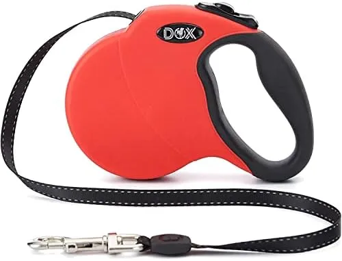 Heavy-Duty Retractable Dog Leash with Reflective Strips & Lock - L Red ...
