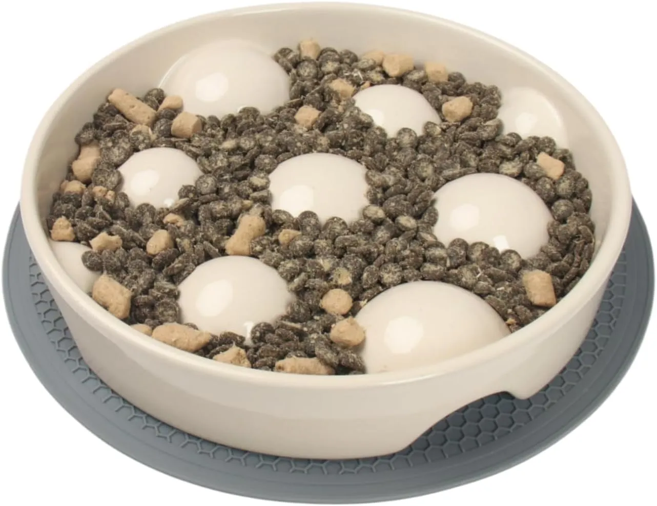 Ceramic Slow Feeder Dog Bowl - Cream Pet Bowl, Slow Down Eating for ...