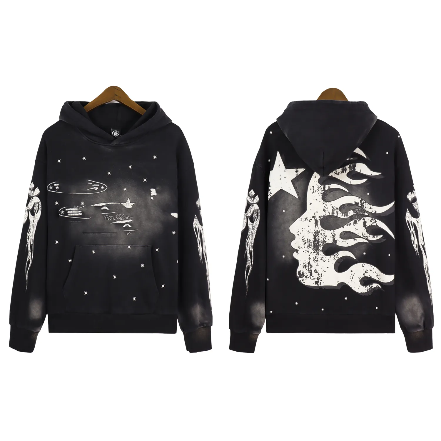 Hellstar Graffiti Foil Print Hoodie For Men Designer Graphic Graphic ...