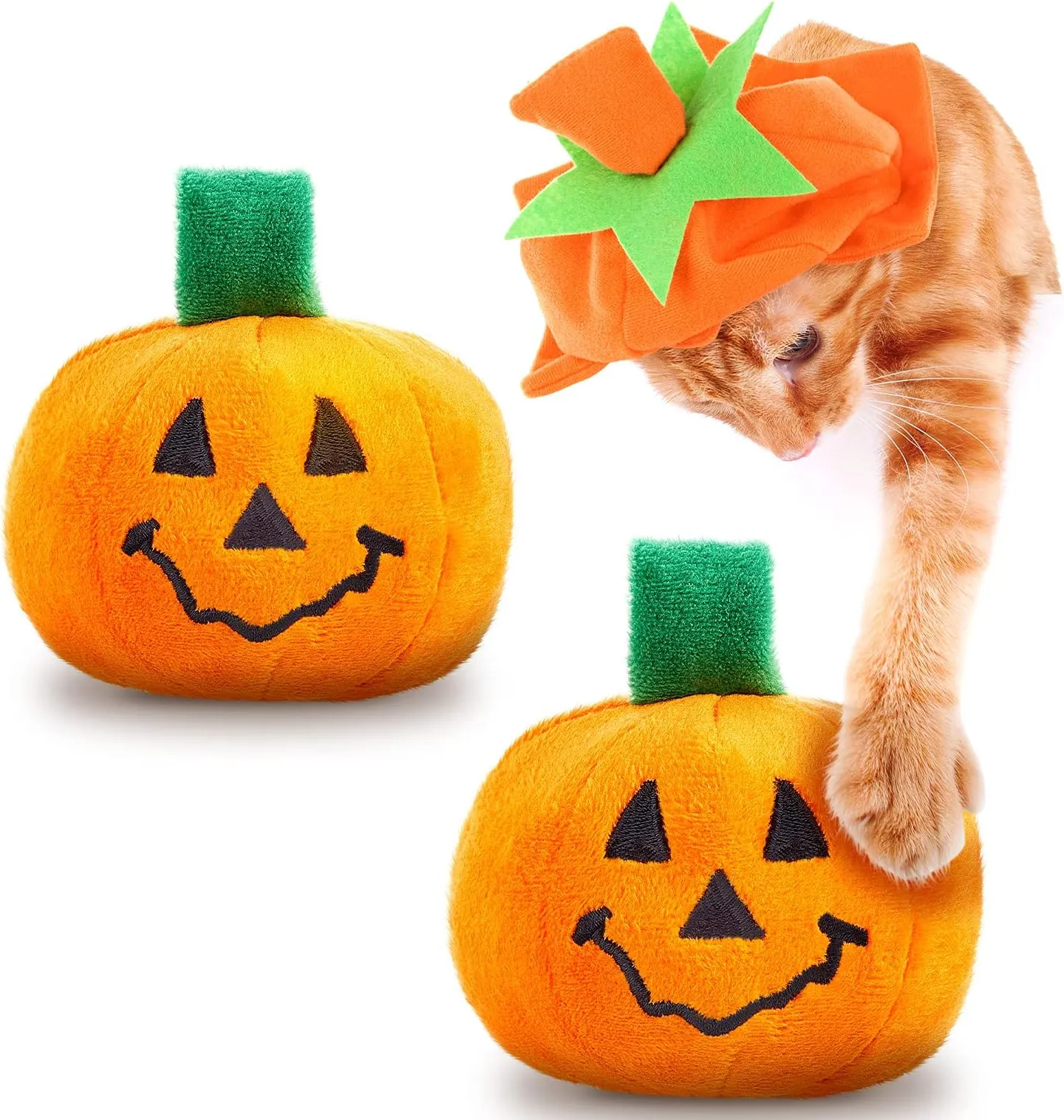 Halloween & Thanksgiving Cat Toys: Pumpkin Catnip Plush Interactive ...