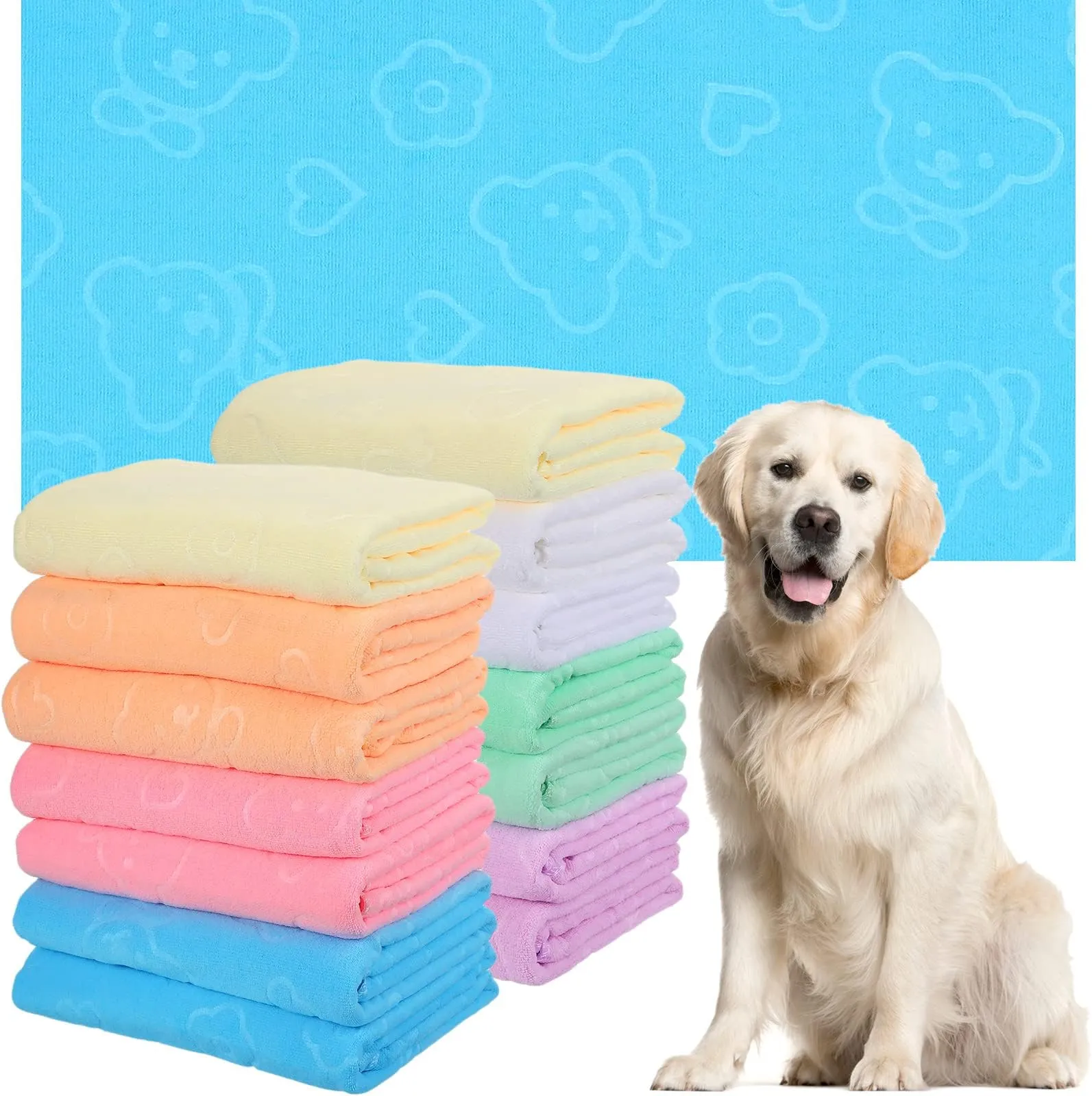 Large Dog Towels 14-Pack - 55x28 Absorbent Pet Bath Towels, Quick ...