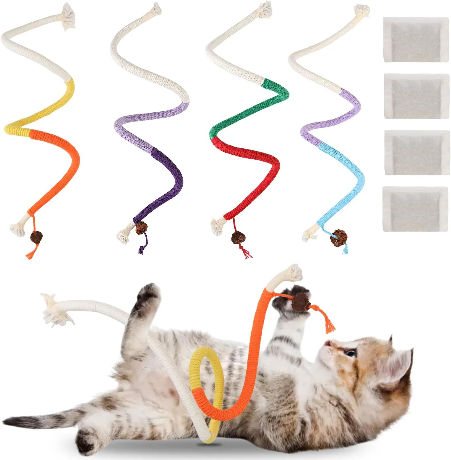 Interactive Cat Rope Toys - Durable Cotton Chew Toys for Kittens & Cats ...