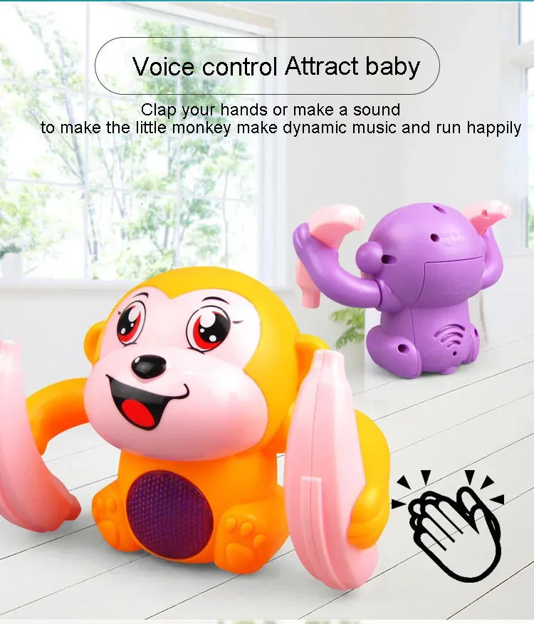 Interactive Rolling Monkey Toy with Lights & Sounds - 360° Rotation ...