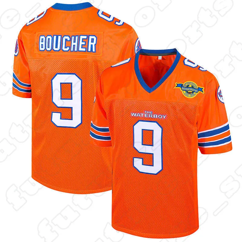 9 Bobby Boucher Mens Orange Adam Sandler's Football Jerseys The ...