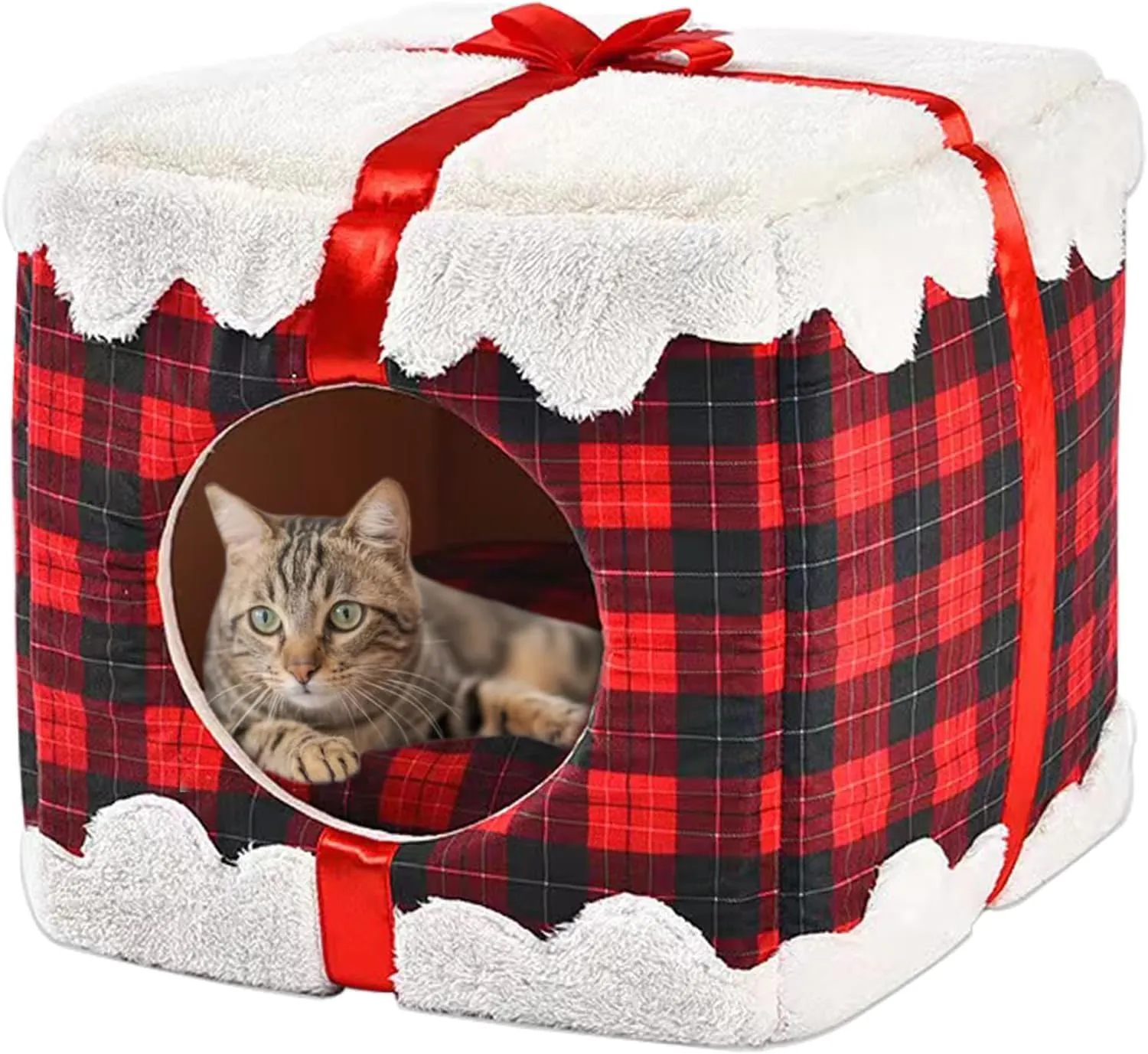 Xmas Cat Cube Bed: Portable & Warm, Perfect Cats Christmas Presents ...