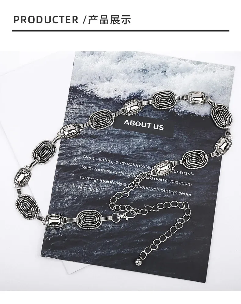 Silver Gothic Body Chain for Women - Rotundity Belly Chain, Retro Waist ...