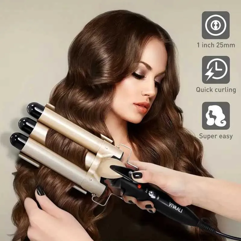 Triple Barrel Curling Wand for Effortless Waves - Big Curls & Beach ...